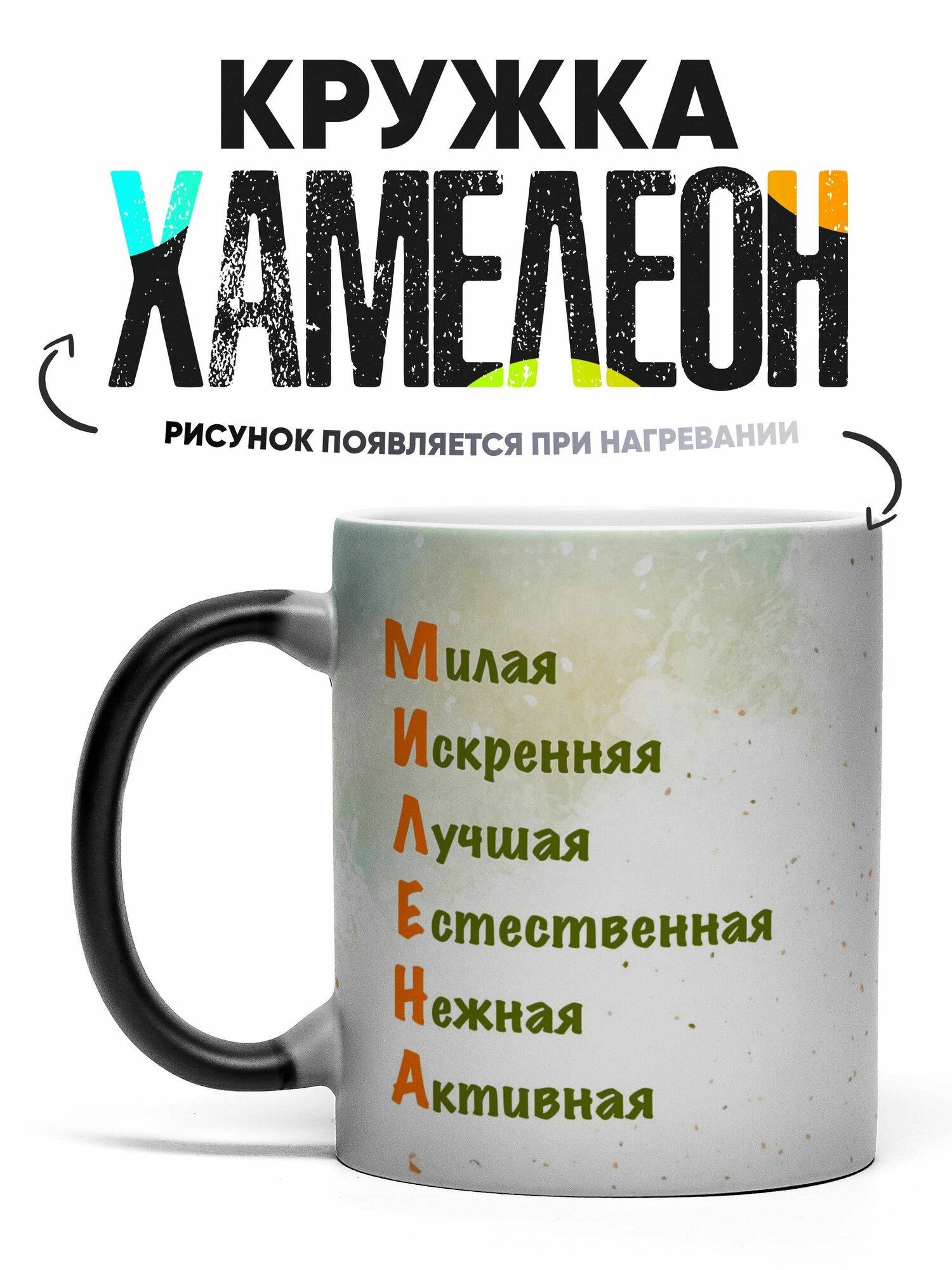 Кружка хамелеон Значение имени Милена 330 мл