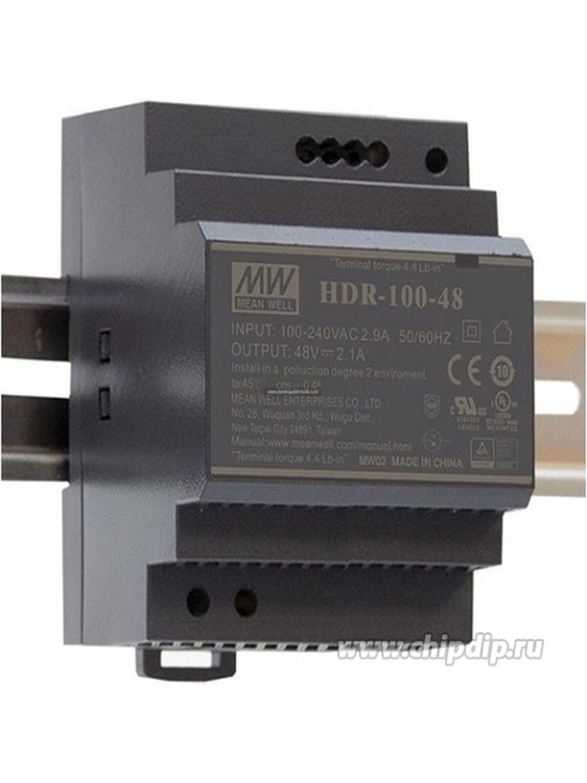 Блок питания MEAN WELL HDR-100-24N, 24В,4.2А,100.8Вт