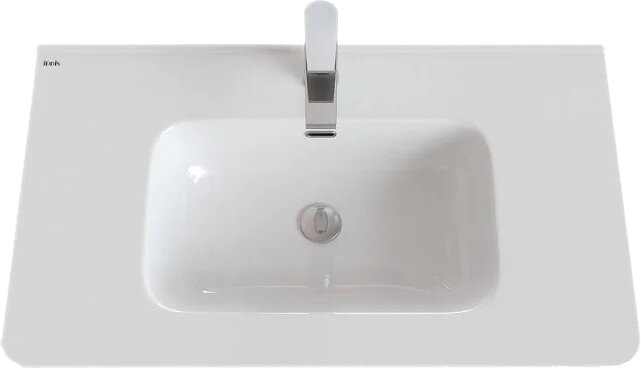 Мебельная раковина IDDIS 010 82 фарфоровая, раковина для ванной, со сливом-переливом, белая, прямоугольная