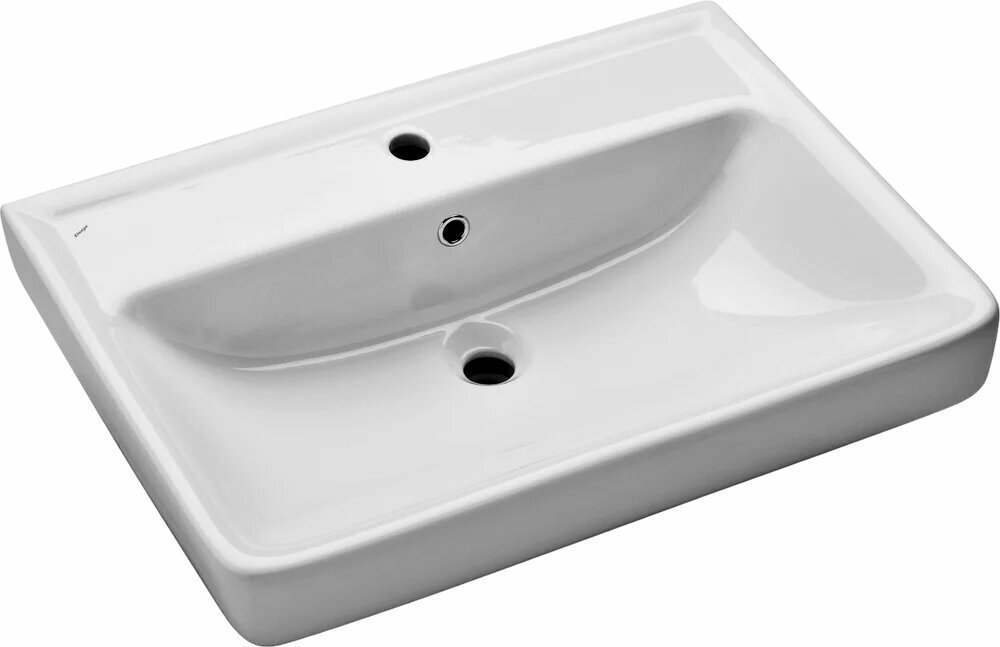 Мебельная раковина Dreja Q 60 фаянсовая, раковина для ванной, со сливом-переливом, белая, прямоугольная