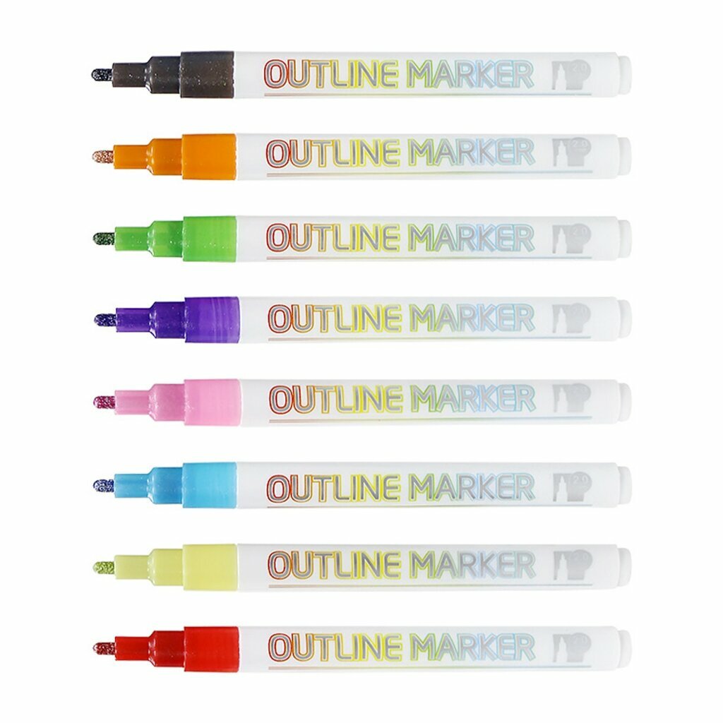 8/12шт маркер маркер для выделения, двойная линейка схемы наброски металлической краски маркеры ручки блеск