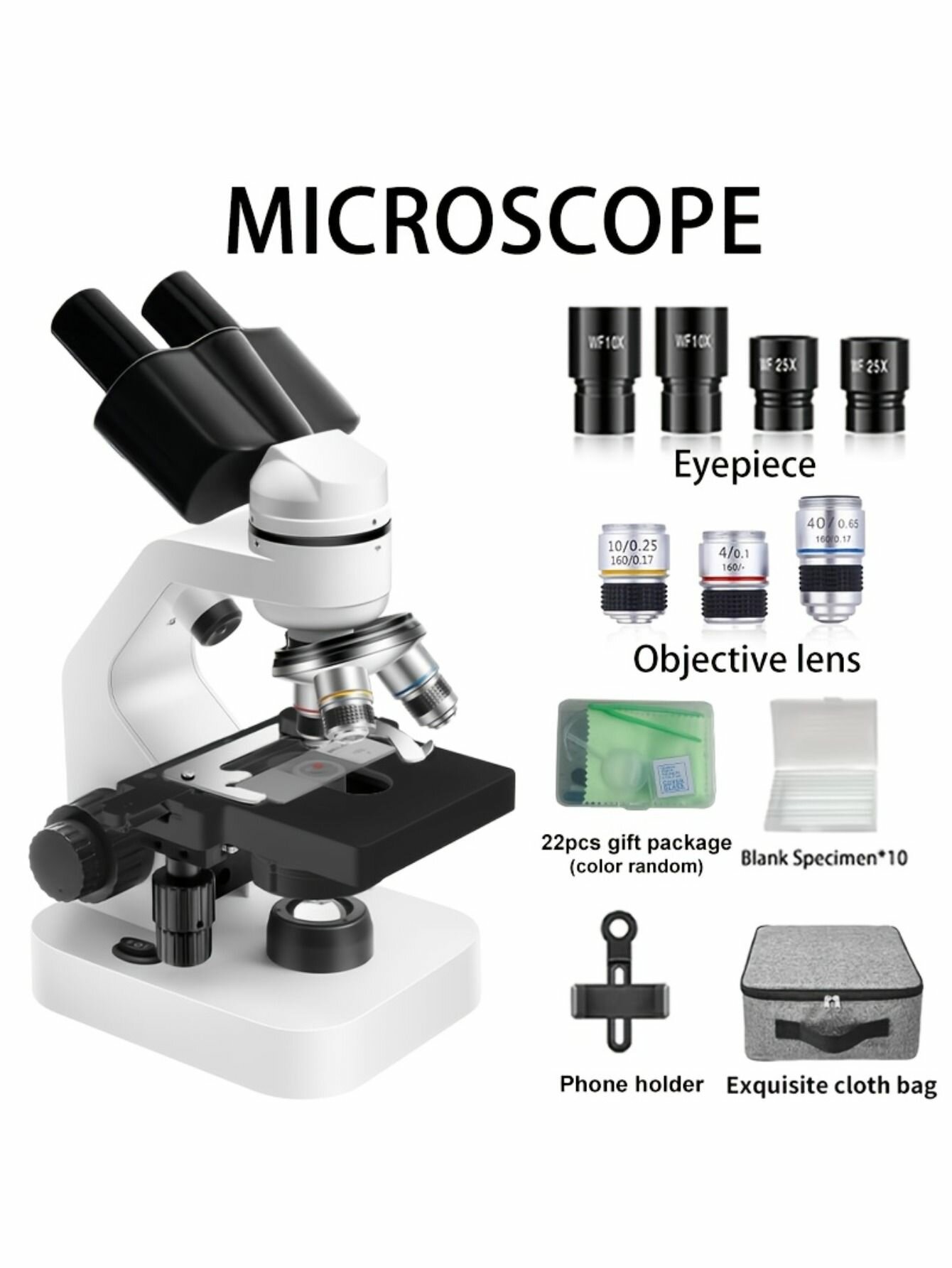 Бинокулярный микроскоп 40-1000X: для аквакультуры, животноводства, косметологии, биологии