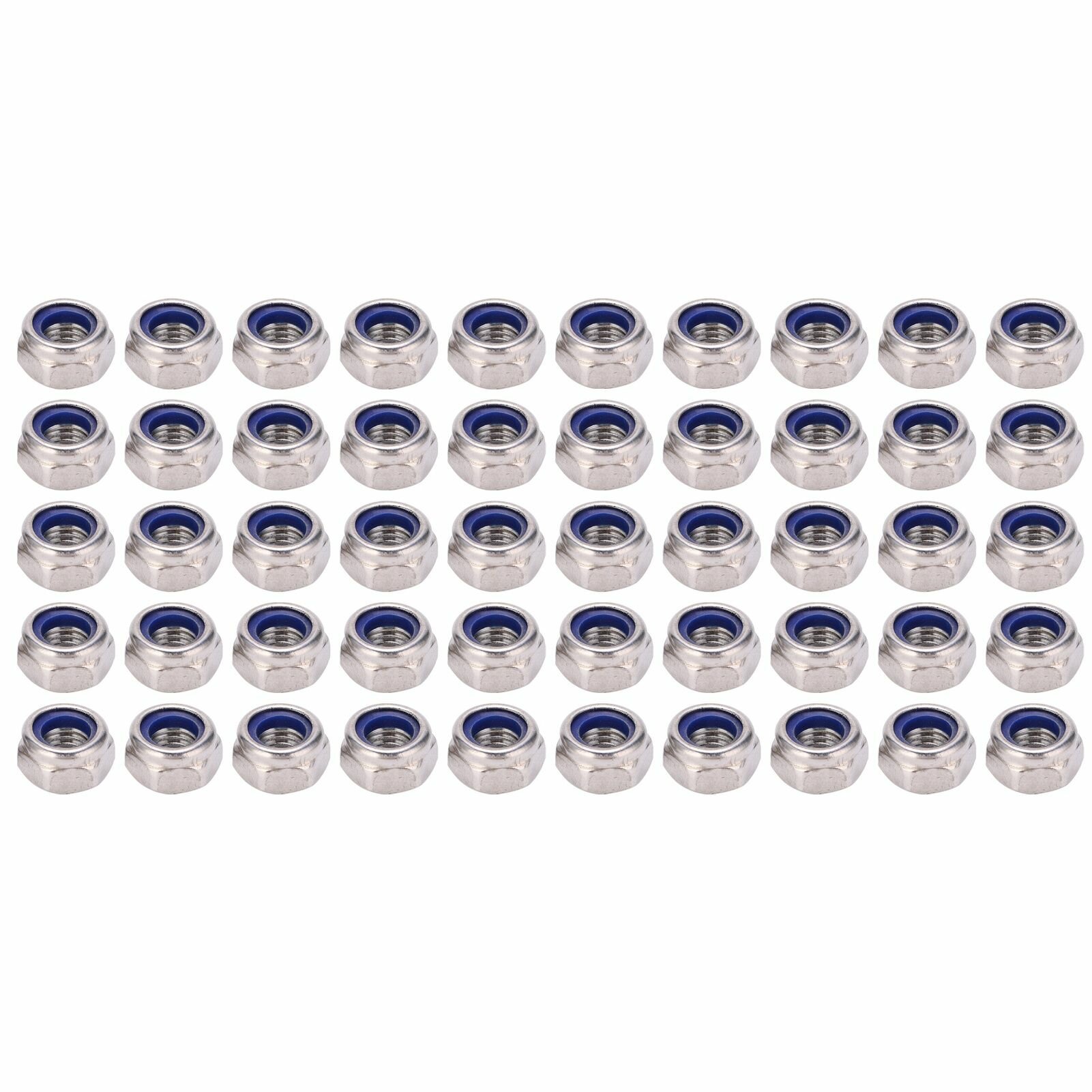 Самоконтрящиеся гайки с нейлоновым кольцом, нерж. сталь 304, M8 (50 шт.)