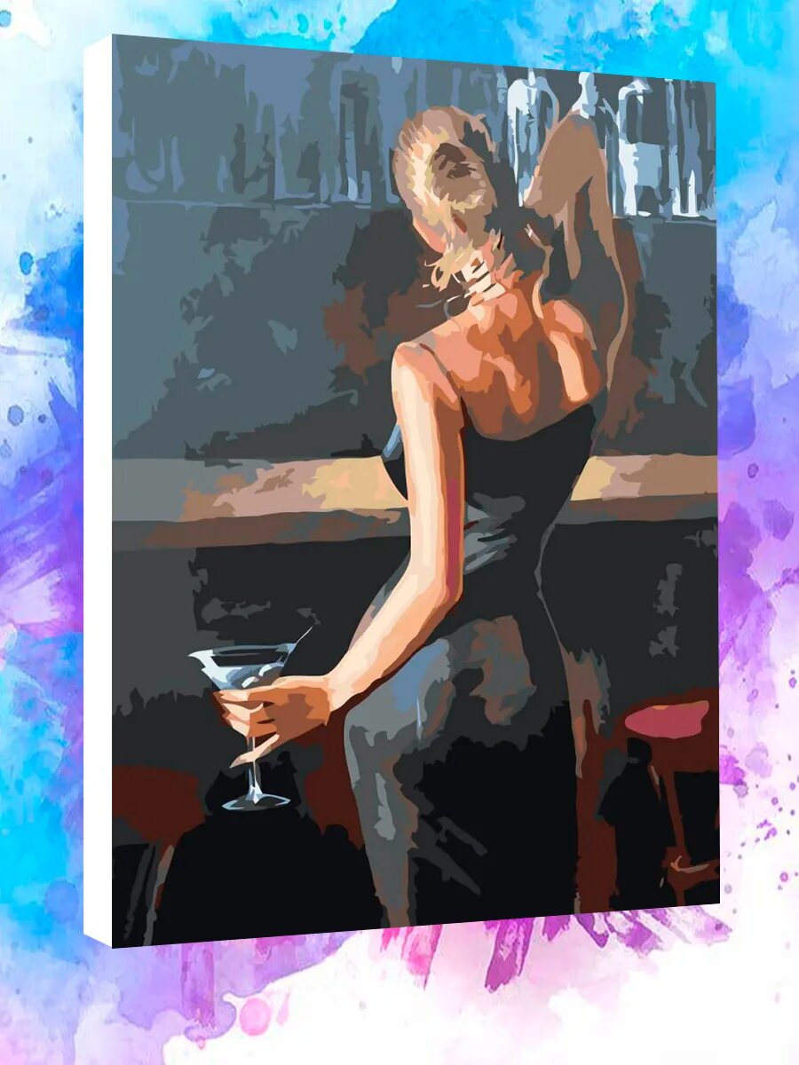 Картина по номерам Девушка с бокалом