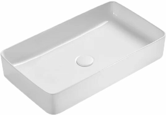 Накладная раковина SantiLine SL-1073 61 фаянсовая, без отверстия под смеситель, раковина для ванной, 61 см, прямоугольная, белая