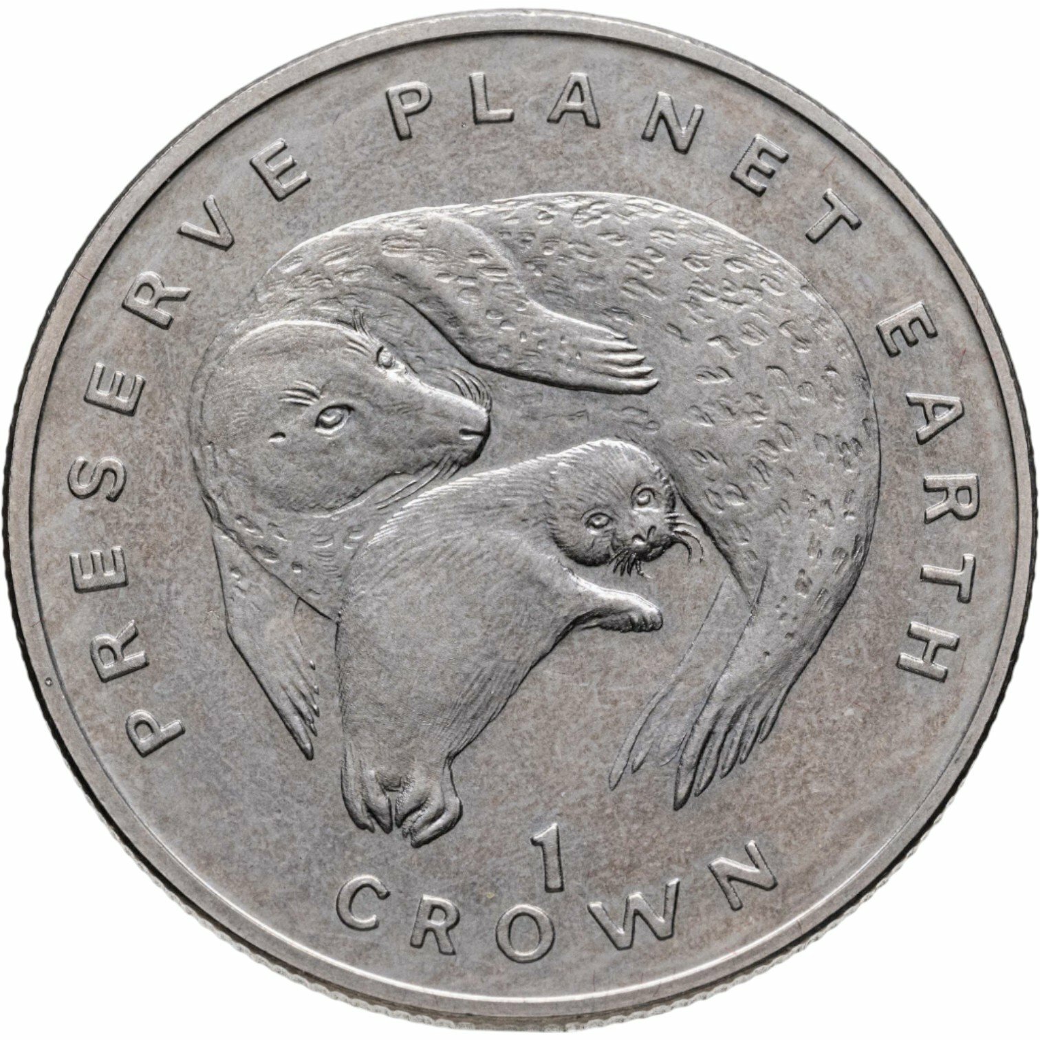 Остров Мэн 1 крона (crown) 1994 Заповедник планета Земля - Тюлени