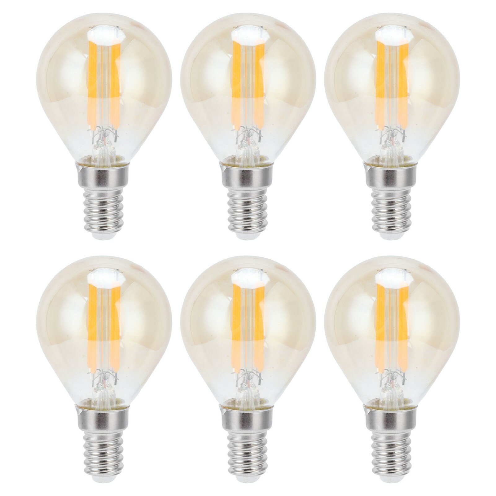 6pcs G45 Светодиодная золотая лампа 2700K 4W E14 Базовый винтажный стеклянный стеклянный луковица теплый белый свет 220–240 В