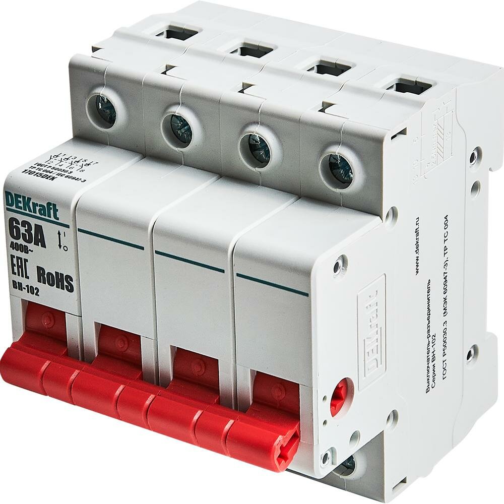 Выключатель-разъединитель Dekraft ВН-102 4Р 63А 17015DEK