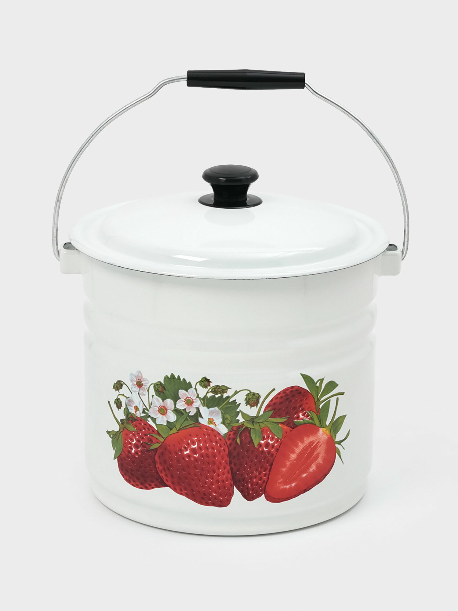 Ведро эмалированное, 10 л, с крышкой и ручкой, белое, цвет: белый