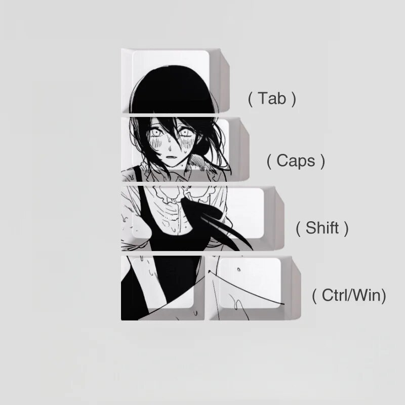 Колпачки для клавиш Reze, бензопила, тема аниме, персонажи, колпачки для клавиш, индивидуальные колпачки для клавиш Cherry High Pbt, термосублимация, механические колпачки для клавиатуры