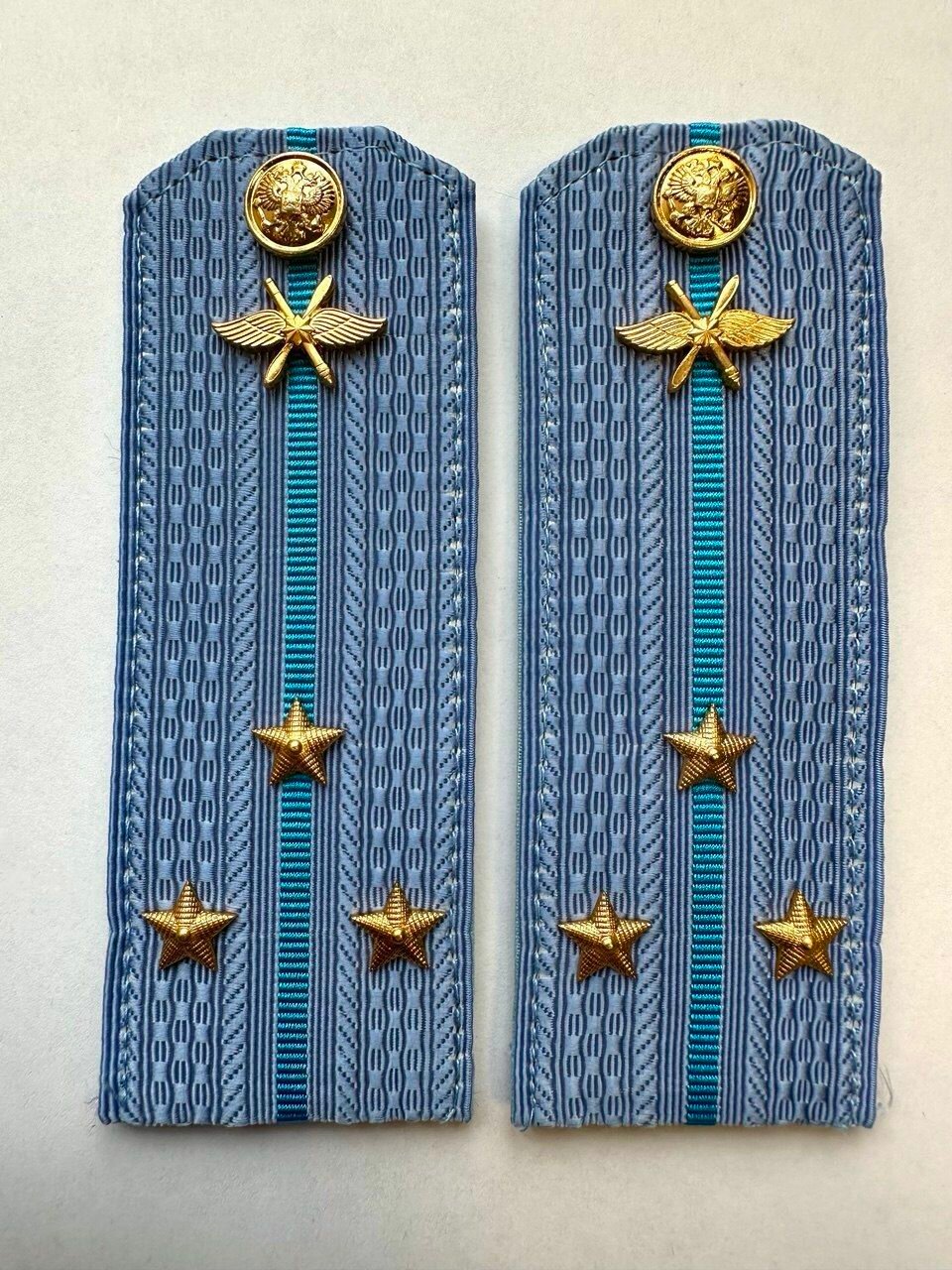 Погоны ВКС ВВС с фурнитурой голубые Старший Лейтенант картонные