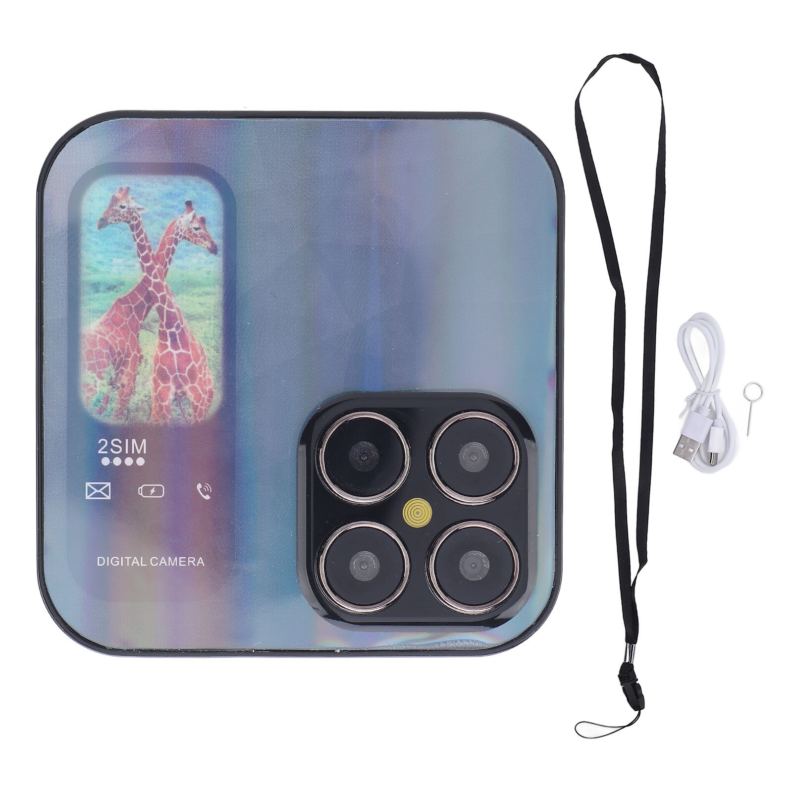 Маленький раскладной мобильный телефон 32 МБ ОЗУ 32 МБ ПЗУ 2,4-дюймовый экран Большие кнопки Складной сотовый телефон с FM-радио для подарков на день рождения Черный