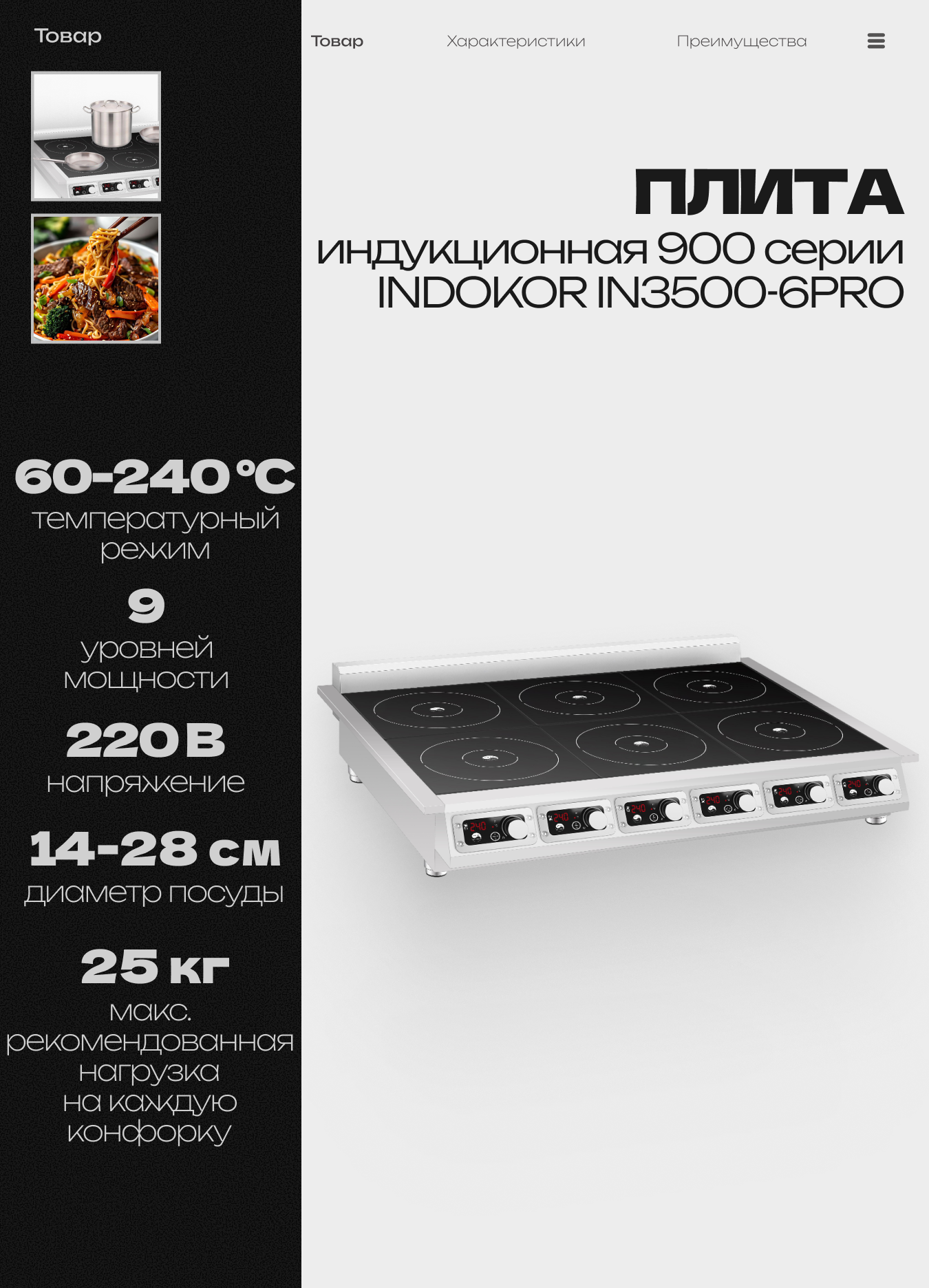 Плита индукционная 900 серии INDOKOR IN3500-6PRO настольная, 220 B, 21 кВт