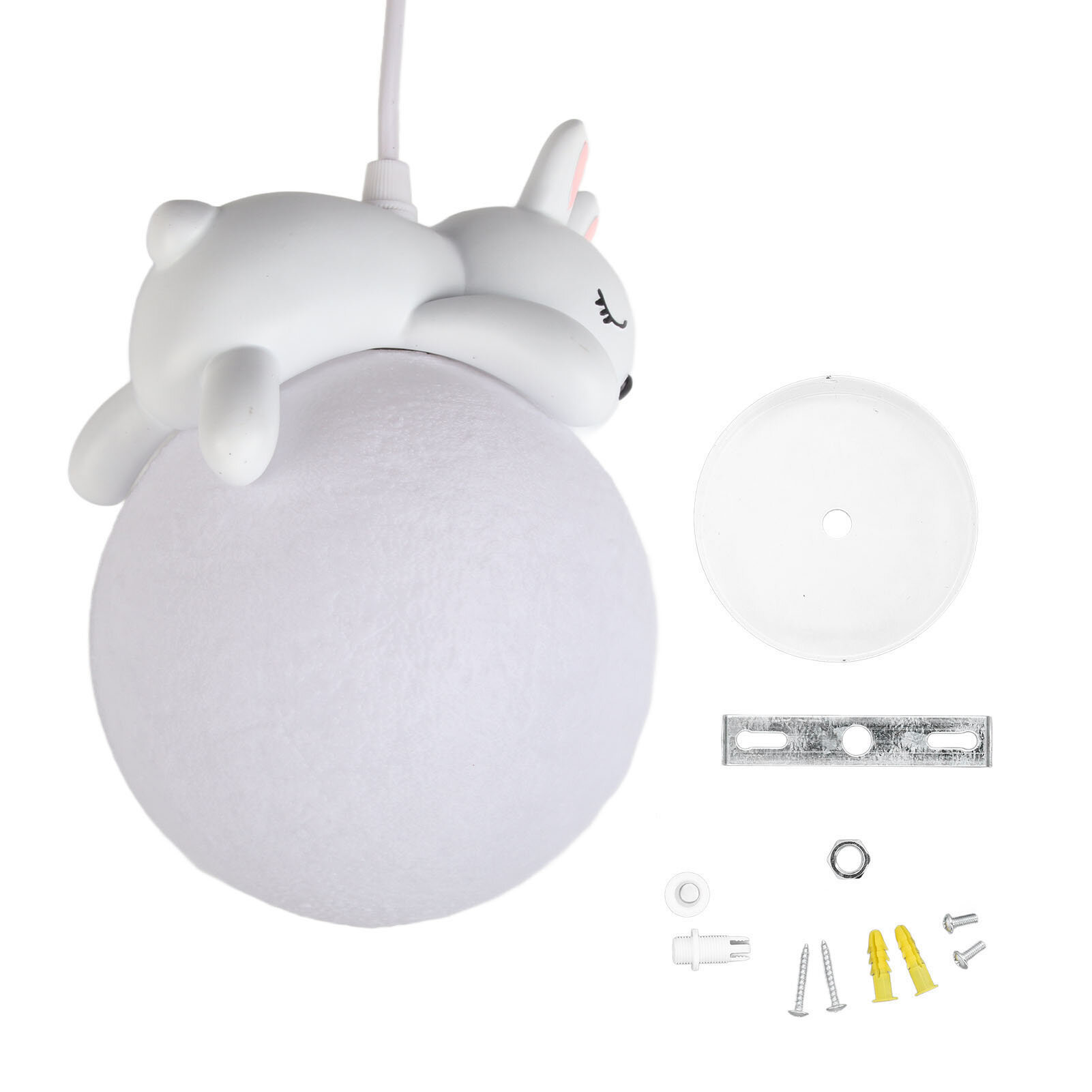 Подвесной светильник в стиле белого кролика, люстра в стиле ретро, потолочный светильник из смолы в форме милого животного для кухни, спальни, прикроватное освещение