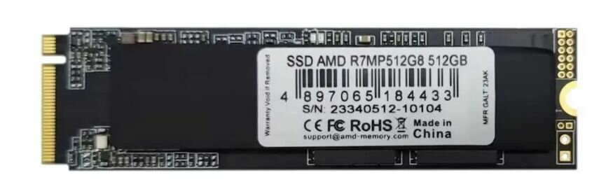 512 ГБ SSD M.2 накопитель AMD Radeon R7MP512G8(R7MP512G8) - PCI-E 4.0, чтение - 5200 Мб/с, запись - 2800 Мб/с, 3D NAND