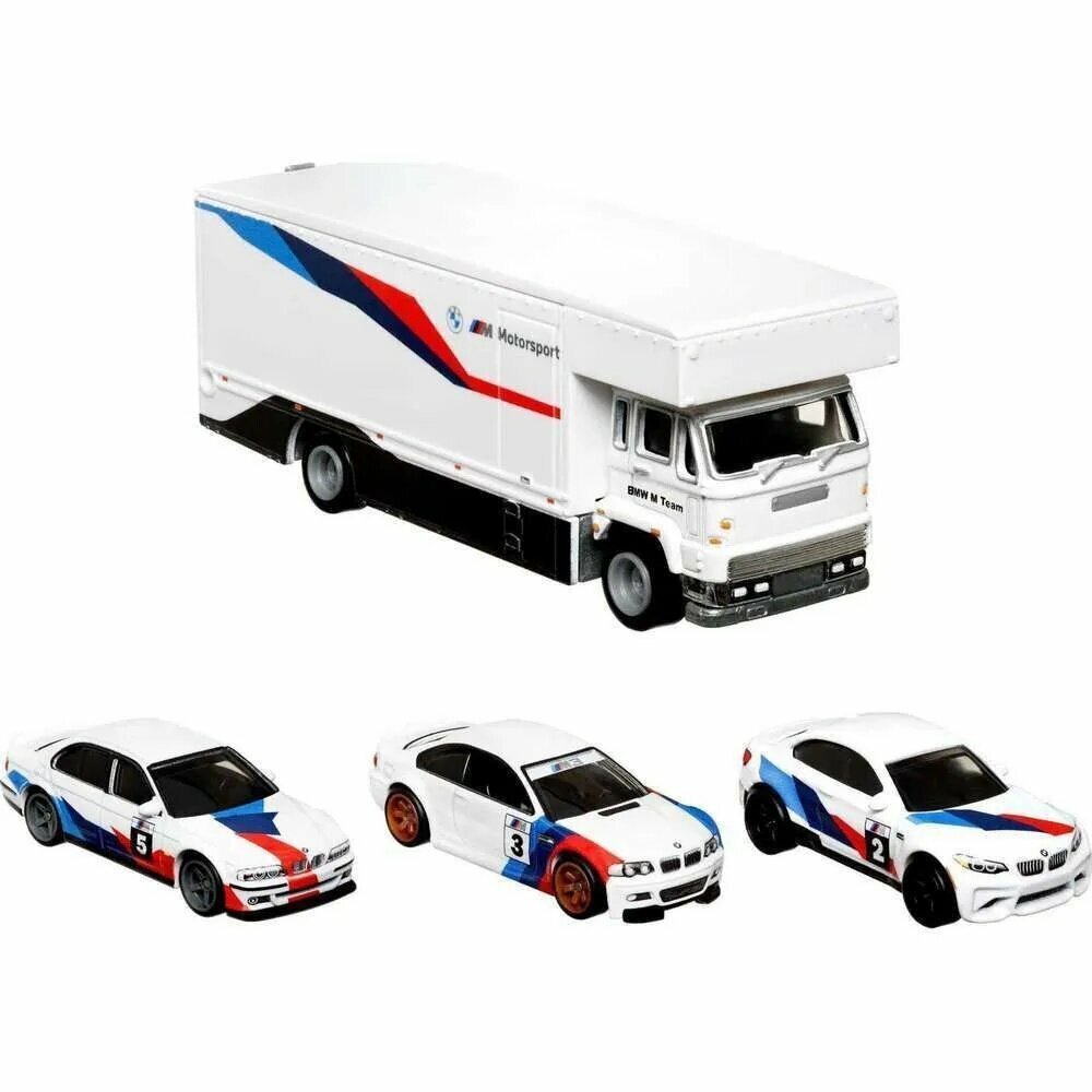 Набор из четырех Машинок Hot Wheels Premium FLEET FLYER+2016 BMW M2+BMW M3 E46+2001 BMW M5 E39