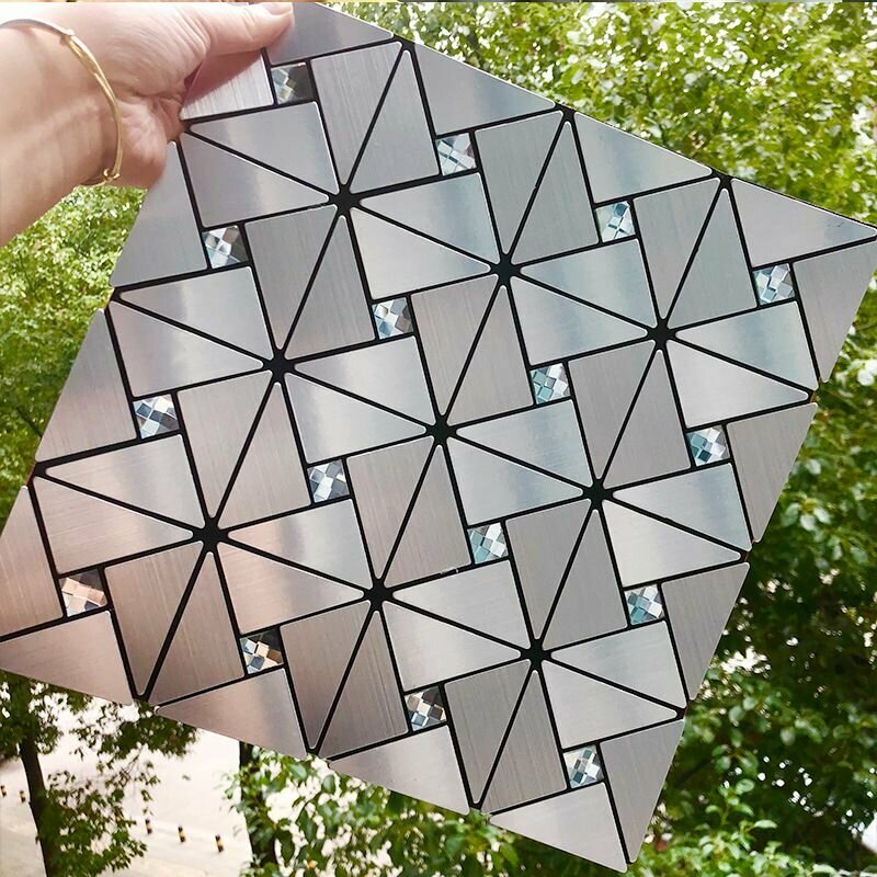 Европейская самоклеящаяся металлическая мозаичная плитка для фона - Имитация античной бронзы с узором Ветряная мельница,0.3, прозрачный, серебристый