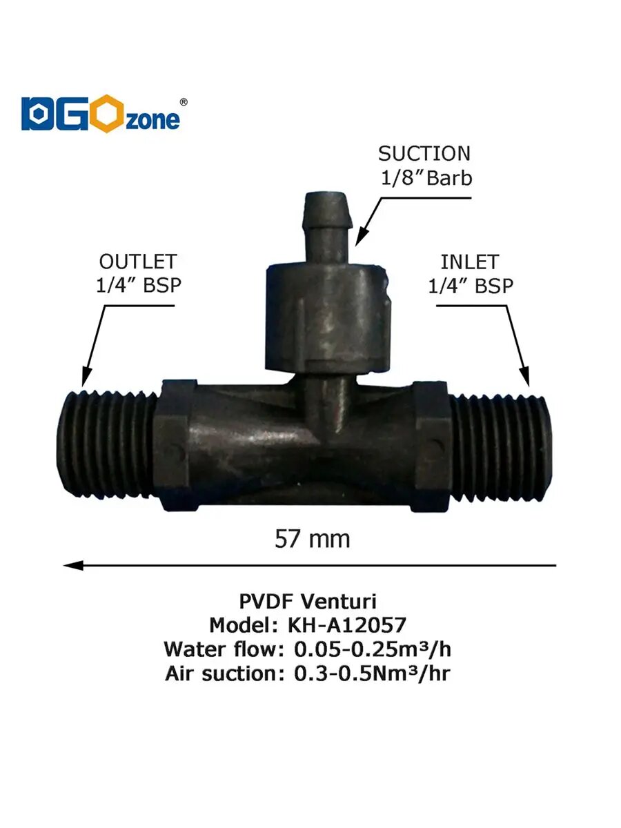Маленький инжектор Вентури с клапанным разъемом для смешивания 1/4 дюйма, вода, жидкость, ПВДФ, аквариум, защита от озона KH-A25100, KH-A12057