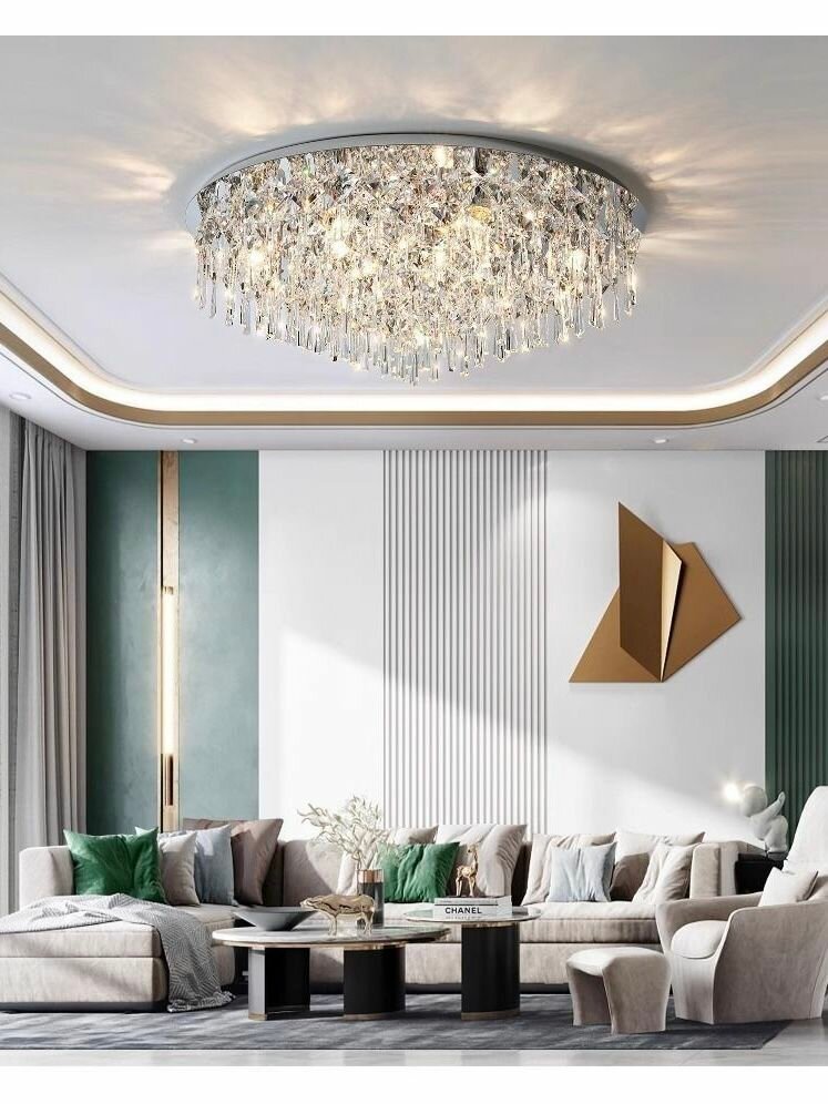 Потолочная хрустальная люстра Cassina A039-80, классическая, хром, E14, 240 Вт, для зала, площадь 30-40 кв. м