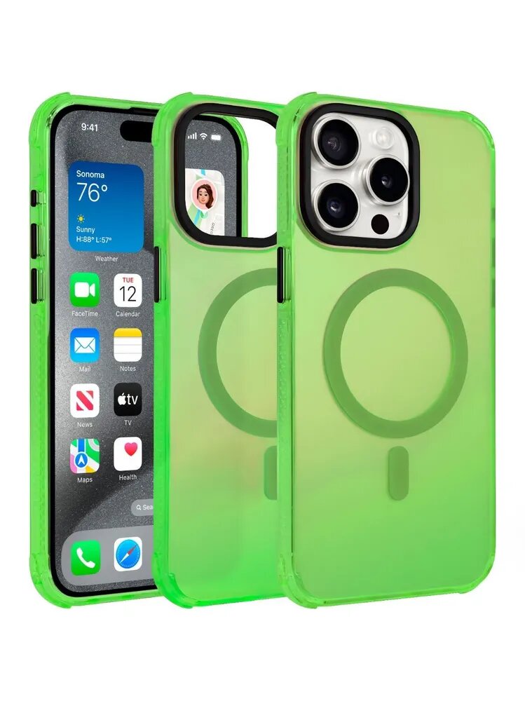 Чехол накладка iPhone 15 Pro 6.1 Gurdini Asty Series with Magsafe Green