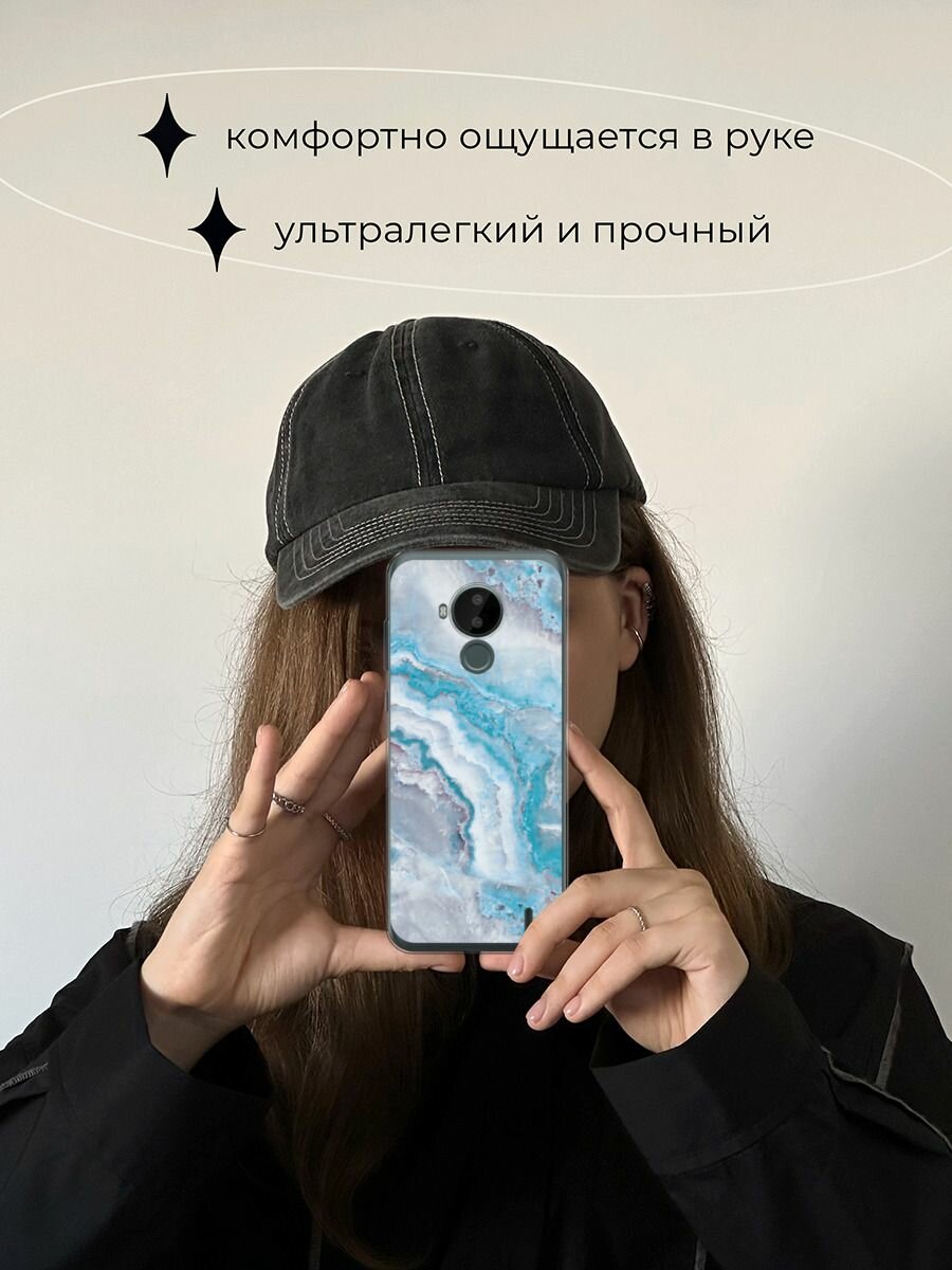 Чехол на Nokia C30 / Нокия C30 с принтом "Нежно-голубой мрамор" — фото 1