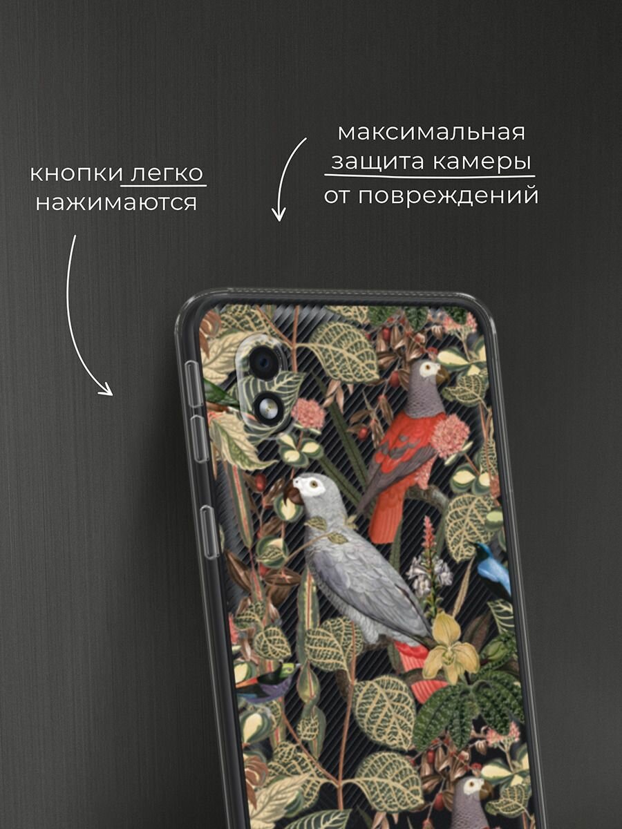 Чехол на Samsung Galaxy A01 Core / Самсунг Галакси А01 Core с принтом "Tropical pattern", прозрачный — фото 1