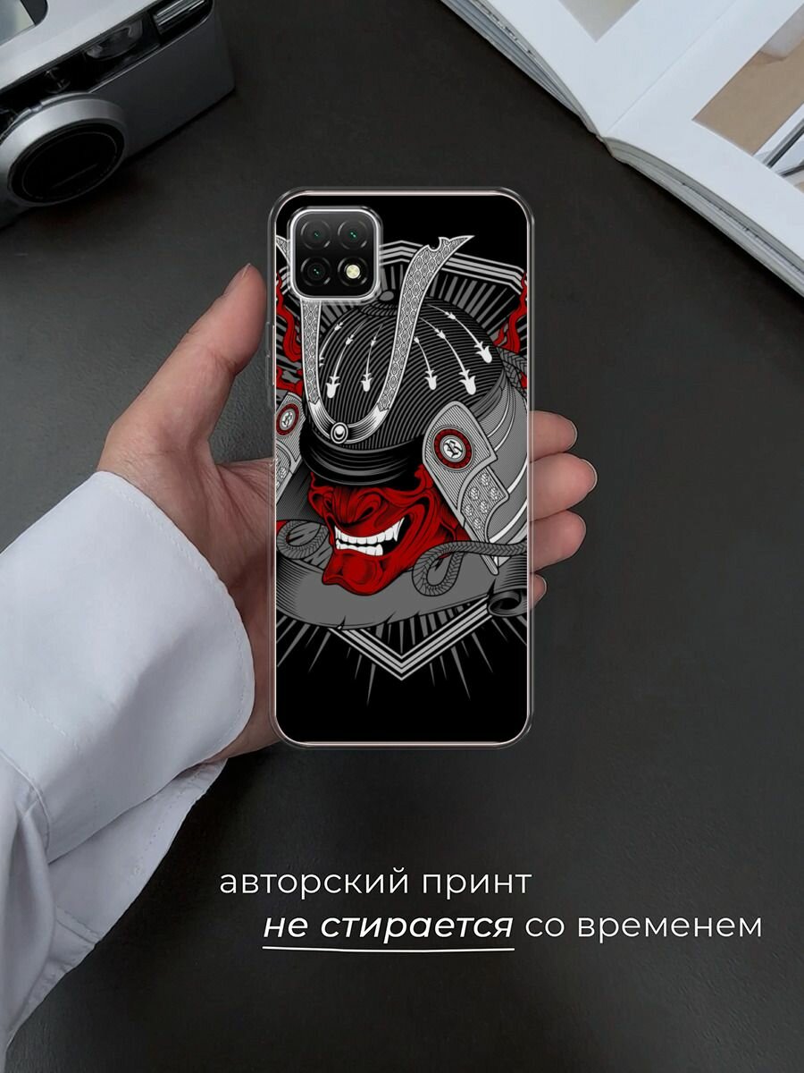 Чехол на Wiko T3 / Вико Т3 с принтом "Красная маска самурая" — фото 1