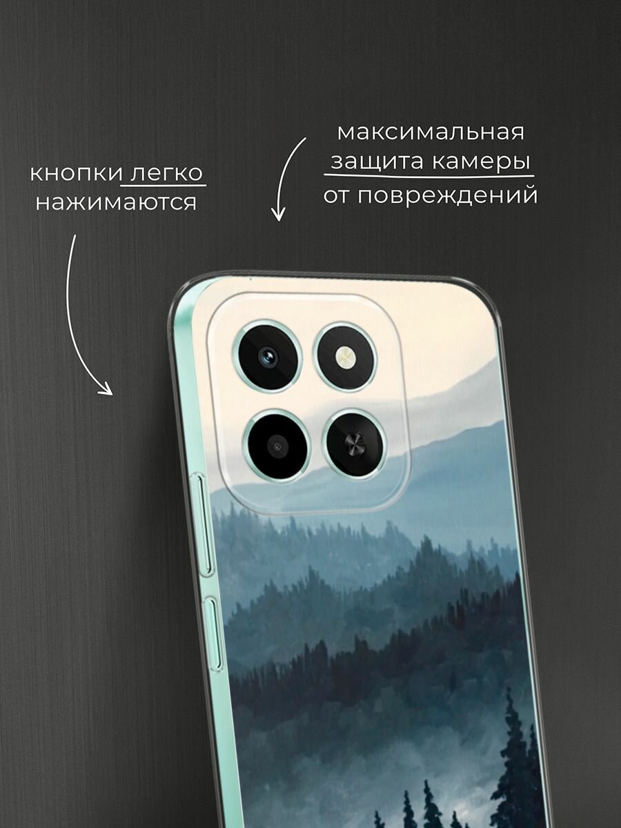 Силиконовый чехол на Honor X6c / Хонор X6c с принтом "Туманные горы" — фото 1