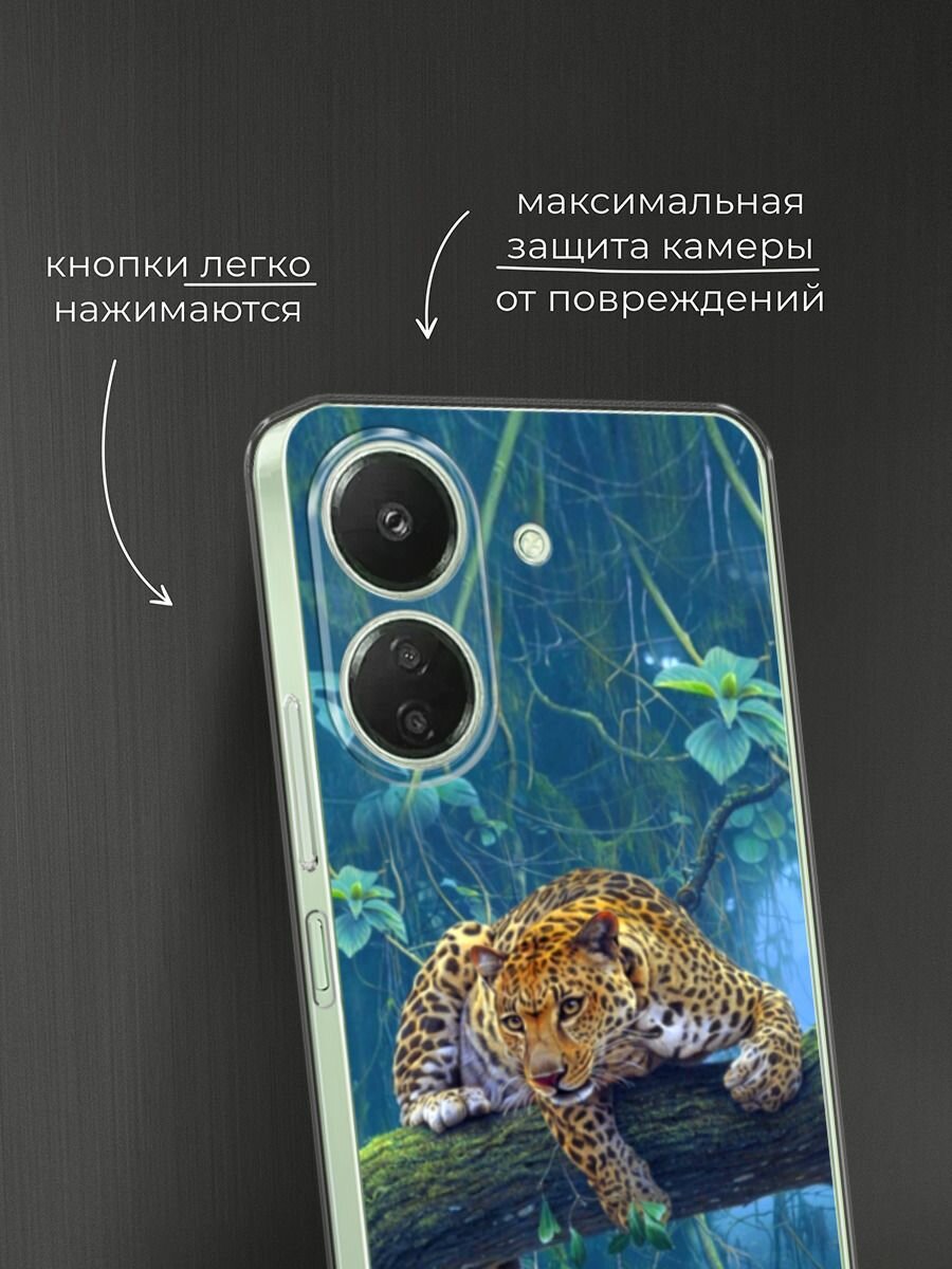 Чехол на Xiaomi Redmi 13C/Poco C65 / Сяоми Редми 13C/Поко С65 с принтом "Леопард охотник" — фото 1
