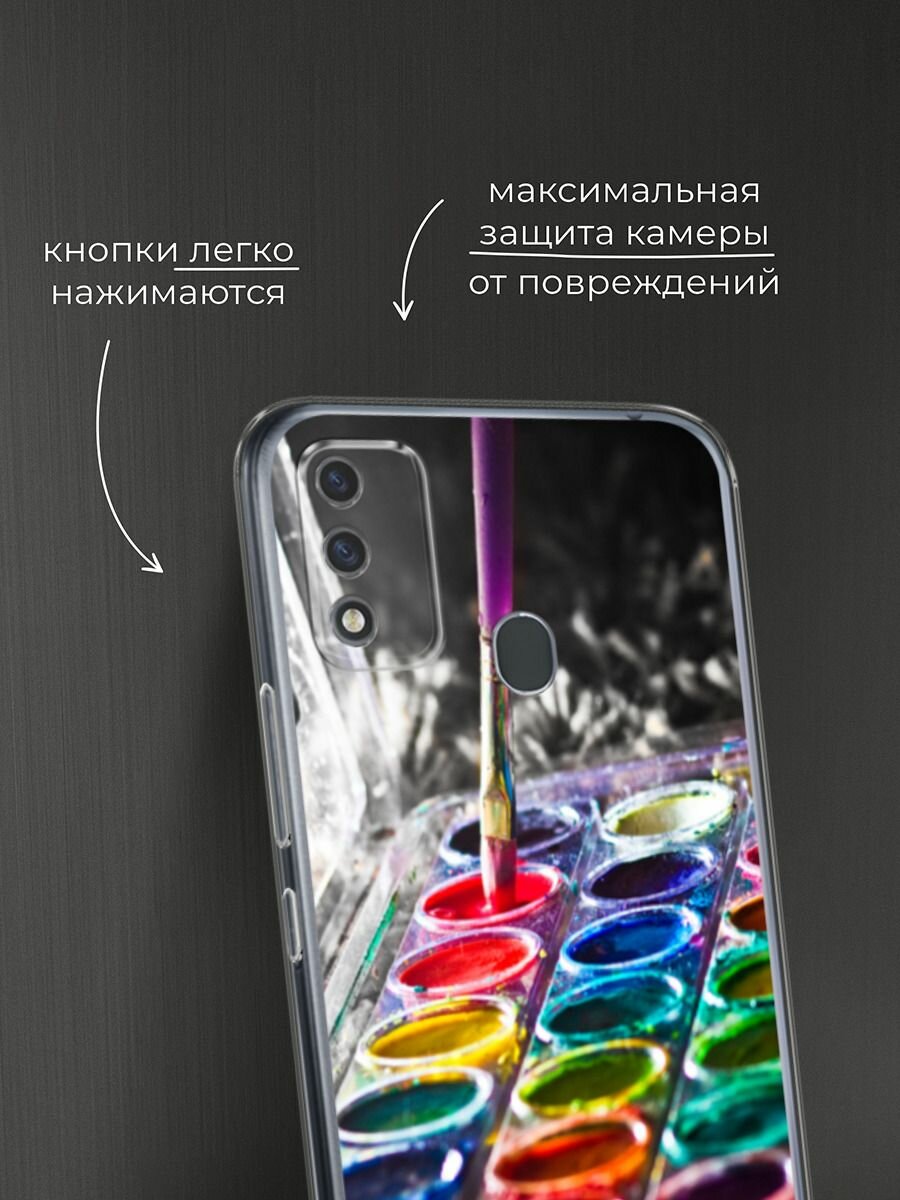 Силиконовый чехол на Itel A48 / Ител А48 с принтом "Палитра красок" — фото 1