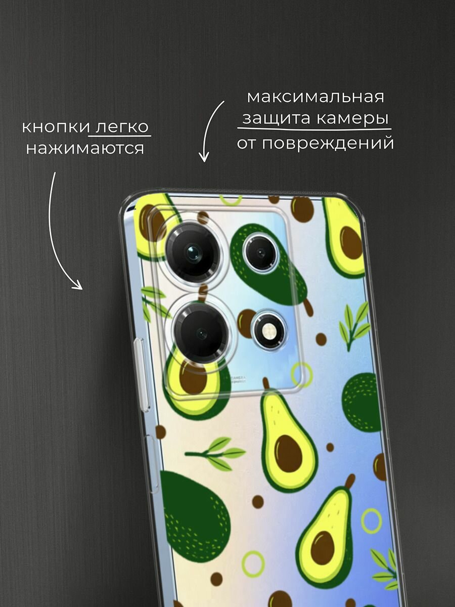 Чехол на Infinix Note 30 4G / Инфиникс Нот 30 4G с принтом "Авокадо паттерн", прозрачный — фото 1