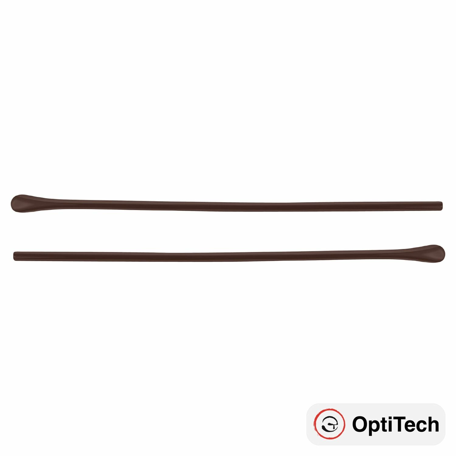 Наконечники на заушники (дужки) очков от OptiTech, удлиненные на всю длину заушника 135 мм. для круглых дужек, отверстие 1.2 мм, диаметр 3.0 мм. коричневый, 2 штуки