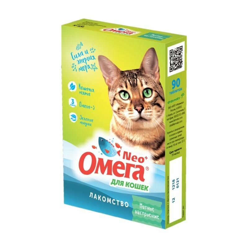 Омега NEO+ лакомство д/кошек Мятное настроение таб. №90