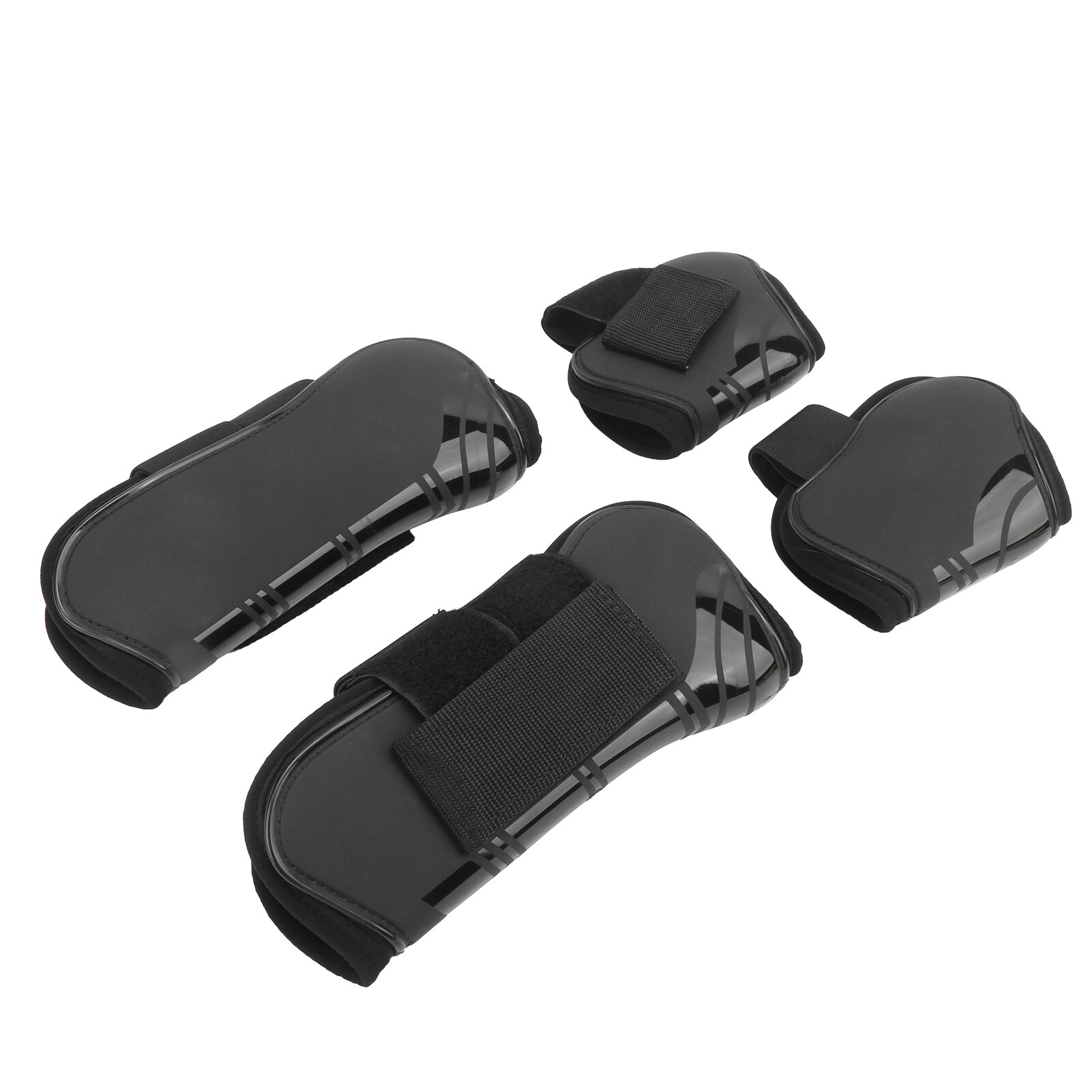 4 шт. регулируемые ботинки для лошадей для передних и задних ног, идеальные для тренировок и прыжков, черные, размер L