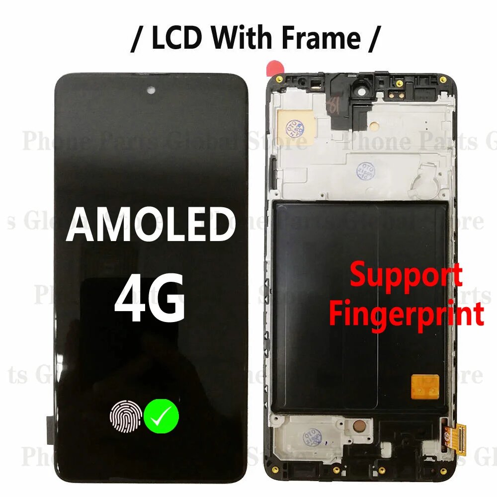 Super AMOLED A51 4G ЖК-дисплей с рамкой для Samsung Galaxy A51 LCD 2019 A515F/DSN With Frame Black