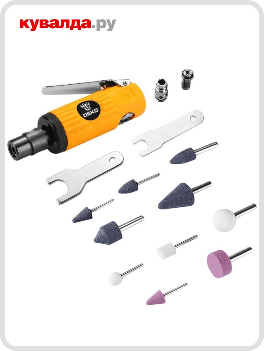 Шлифмашина прямая пневматическая DEKO DKPT02 SET 3 в чемодане с набором 15 предметов
