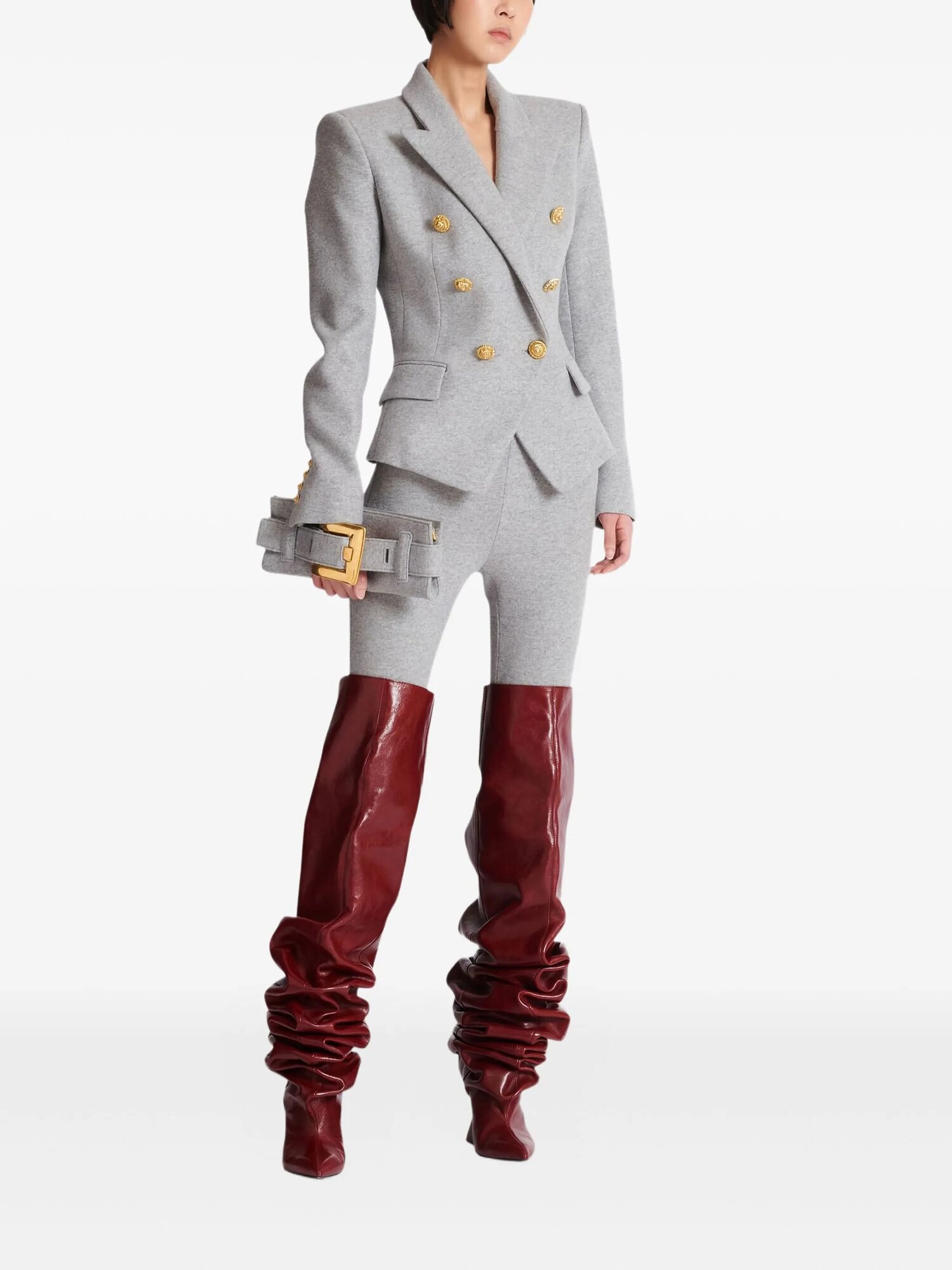 Куртка BALMAIN Six-button cotton knit jacket, размер 36, grey — фото 1