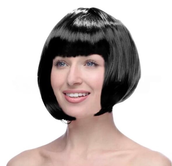 Парик каре с челкой, черный, карнавальный для праздника синтетический