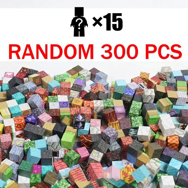 300 шт. Магнитные блоки Minecraft + 15 фигурок