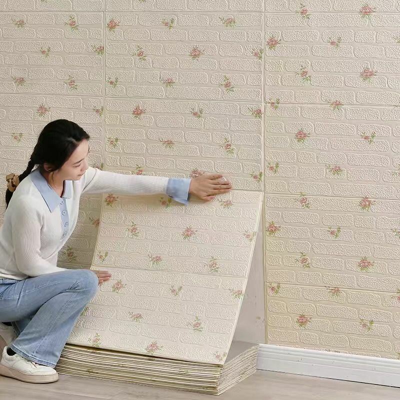 3D Самоклеющаяся стеновая панель с пленкой 70 смx10м ПВХ для интерьера, мягкая декоративная плитка на стены