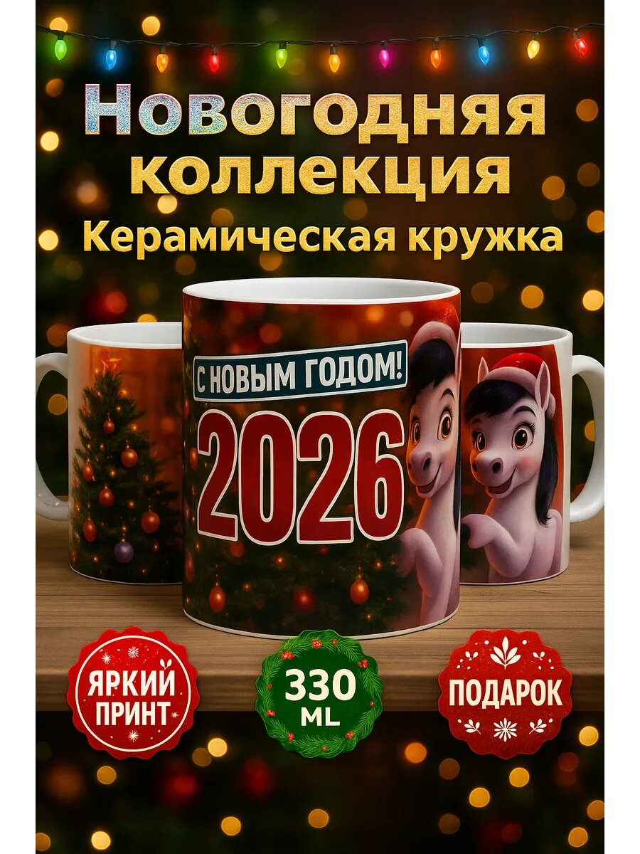 Кружка символ года лошадь новогодний подарок