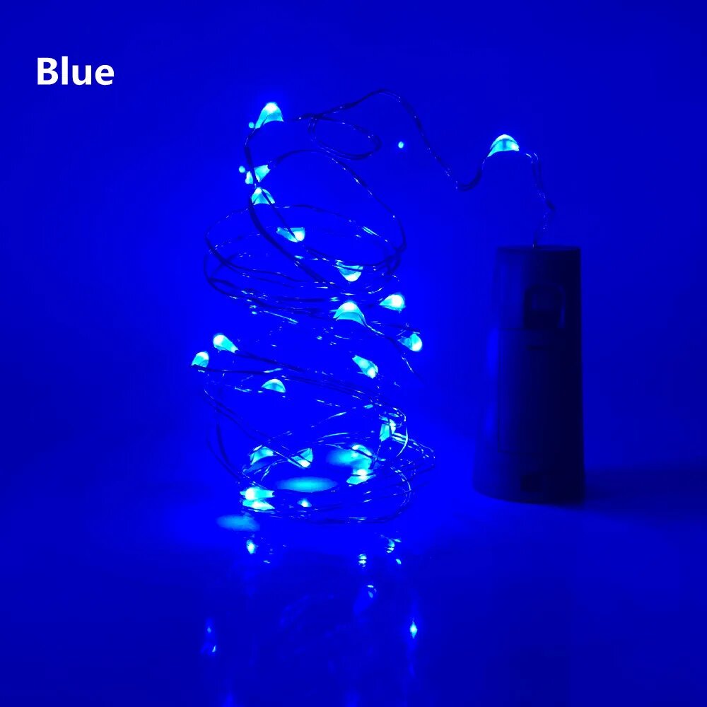 Синие светодиодные гирлянды для вина 2 м, 20 LED