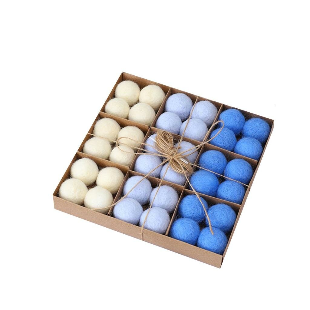 36 штук рождественских войлочных шаров для гирлянды, украшения на день рождения, - Белый синий