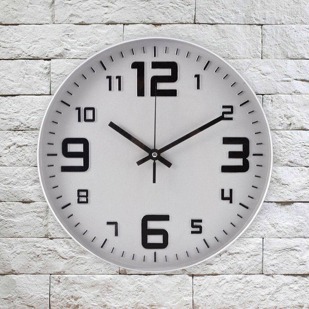 Часы настенные Energy EC-150, диаметр 29.3 см, кварцевые, серебристый корпус