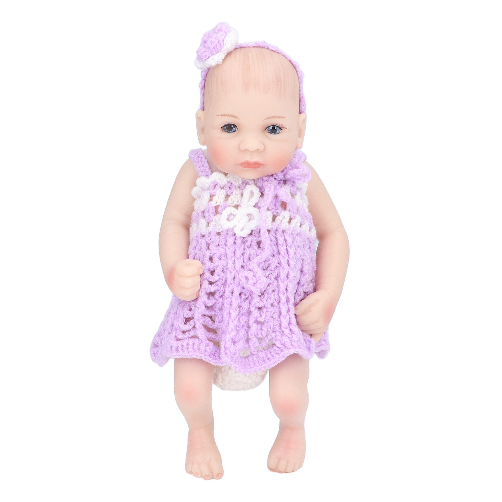 10 дюймов куклы reborn baby с подвижными конечностями мягкая силиконовая реалистичная моющаяся вязаная юбка детская кукла фиолетовый мальчик