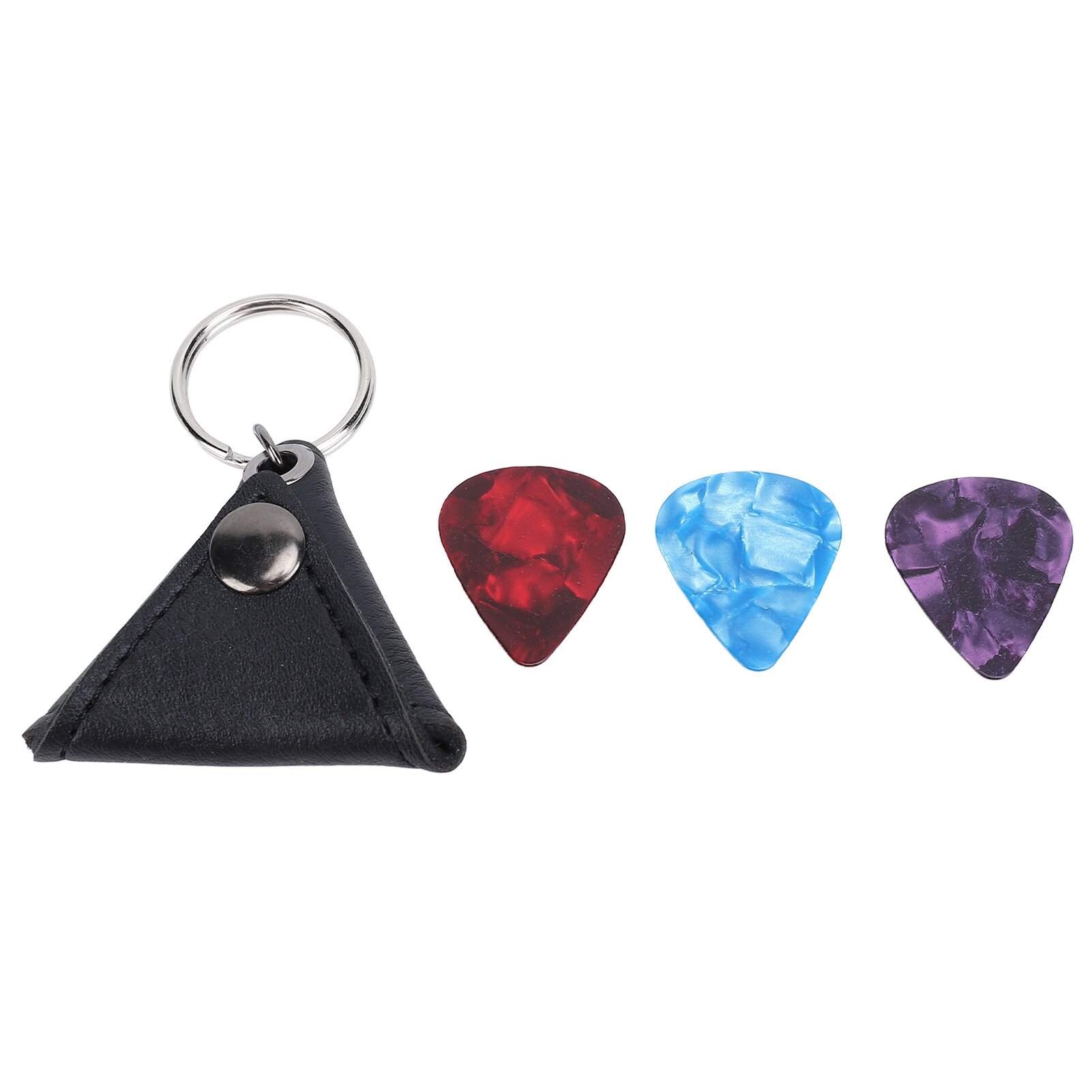 Кожаный брелок-держатель для гитарных медиаторов, чехол для монет с 3 медиаторами для наушников Ring, черный