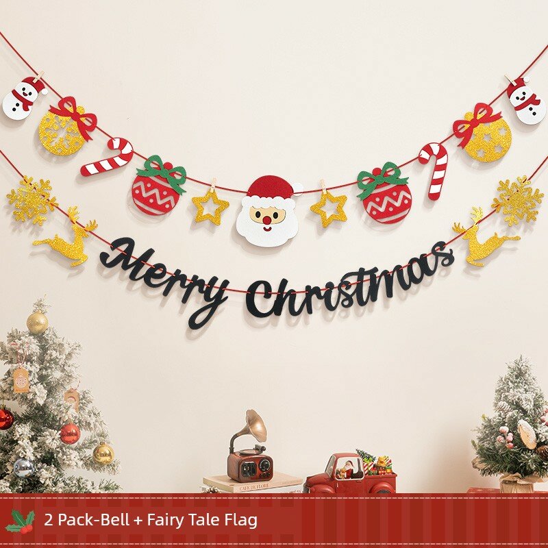 Рождественские флаги, гирлянды, декорации для сцены, подвесные флаги, подвесные украшения, атмосферные миниатюрные
