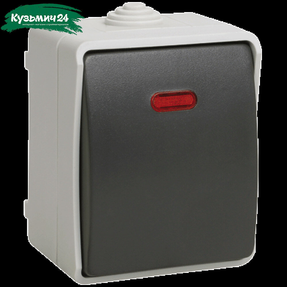 Выключатель IEK форс 1 клавиша с подсветкой открытый IP54 152843