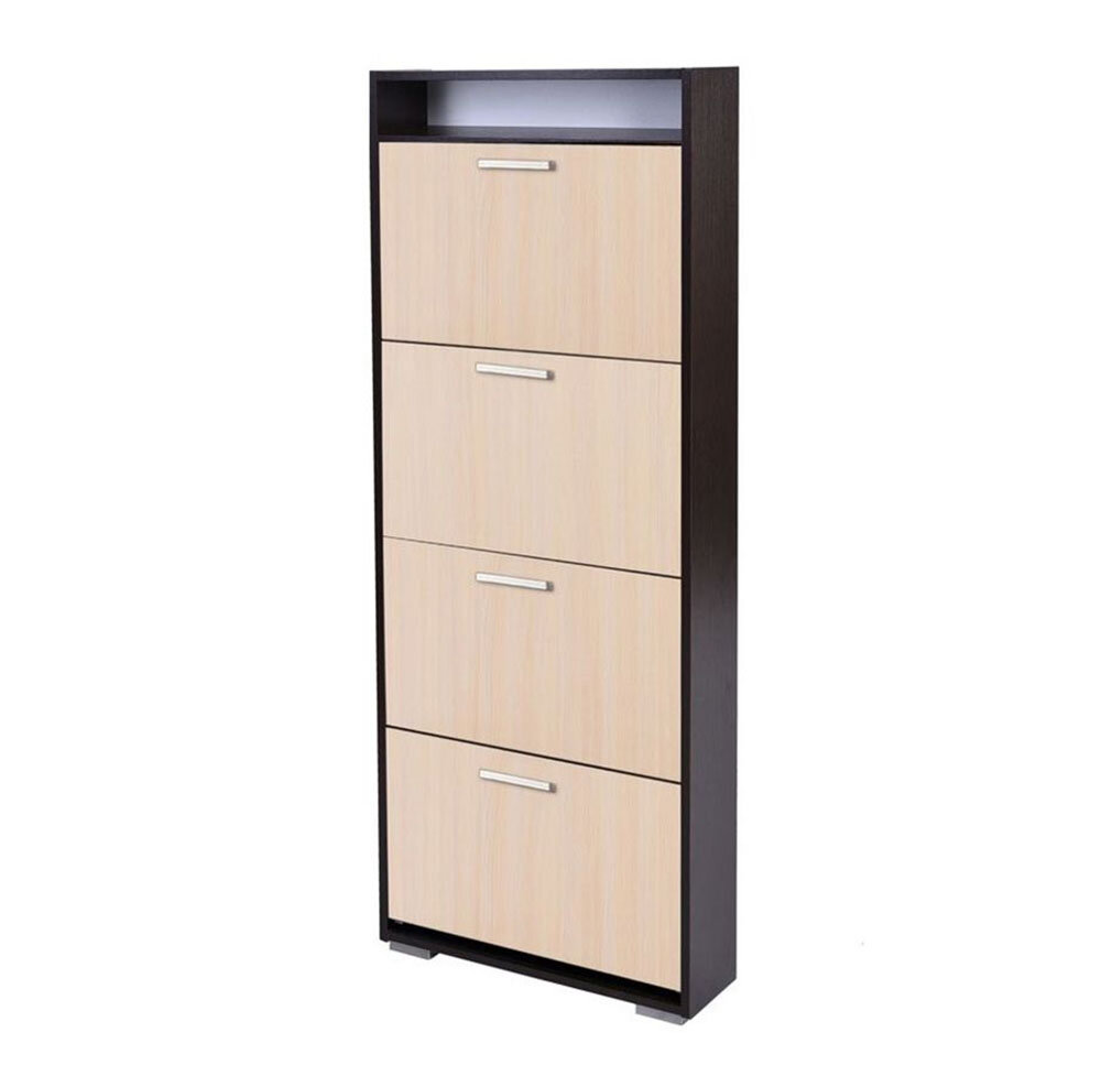 Обувница узкая Комфорт УК-4 венге/дуб, 4 отделения, 60x17x162 см