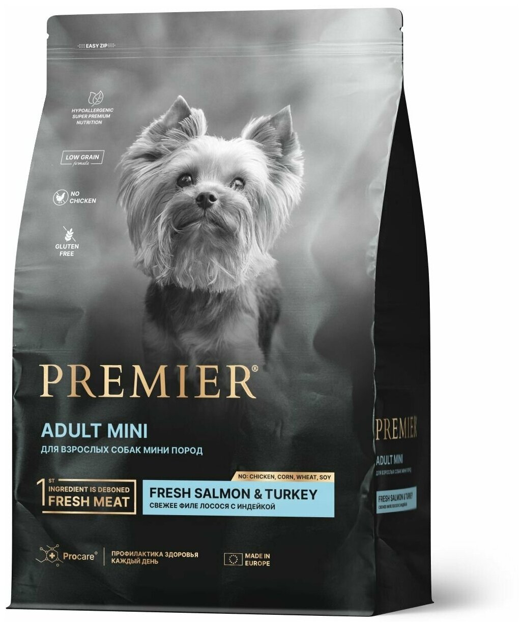 Premier Dog Adult Mini Salmon&Turkey Сухой корм для собак мелких пород, лосось с индейкой, 3 кг